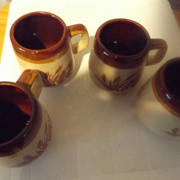 Kitchen | Vintage Wheat Design Coffee Mugs | Poshmark